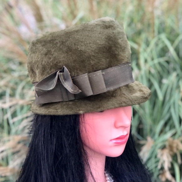 Vintage | Accessories | Vintage Mcm Moss Green Imported Fur Bucket Hat ...